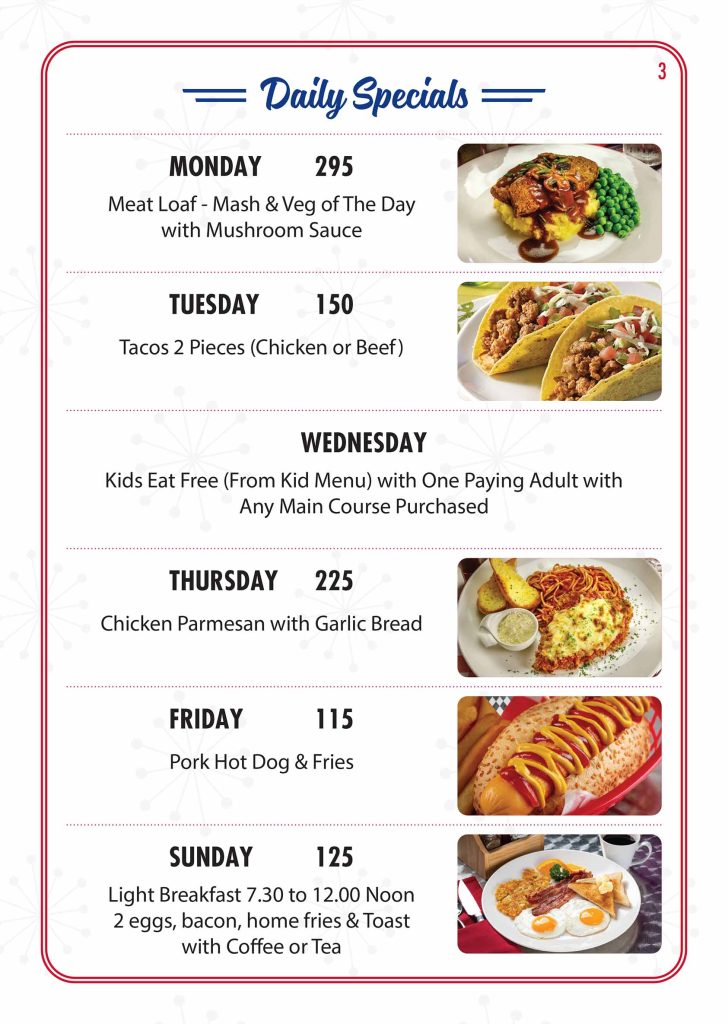 Menu - Route 66 Pattaya